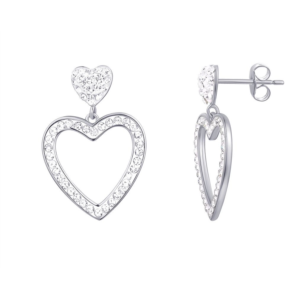 Chrystina Crystal Double Heart Dangle Earrings