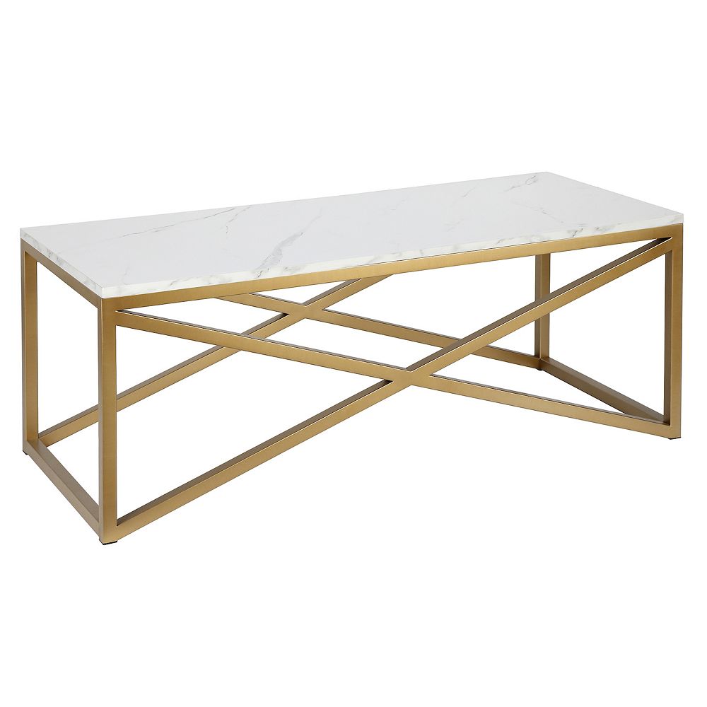 Finley & Sloane Calix Rectangular Coffee Table with Faux Marble Top