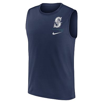 Men's Nike Navy Seattle Mariners Large Logo Muscle Tank Top