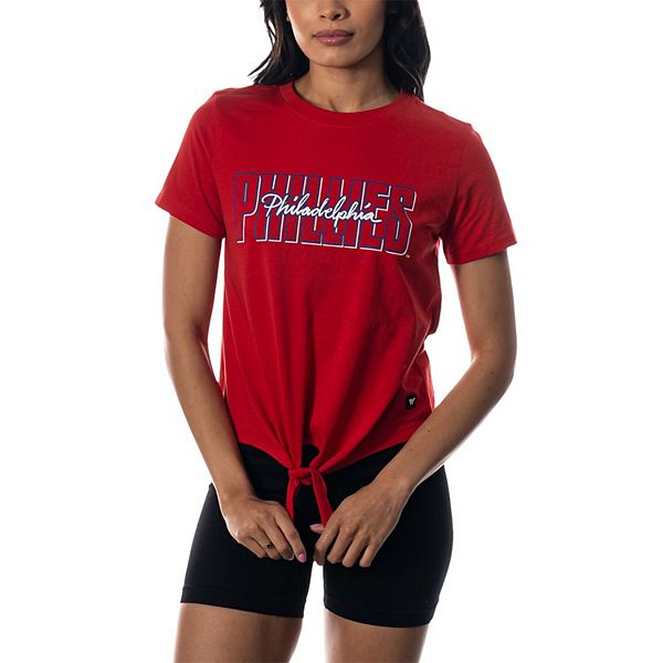 Womens The Wild Collective Red Philadelphia Phillies Twist Front T Shirt