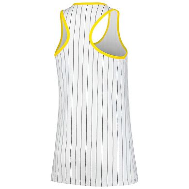 Women's New Era White Milwaukee Brewers Sequin Pinstripe Racerback Tank Top