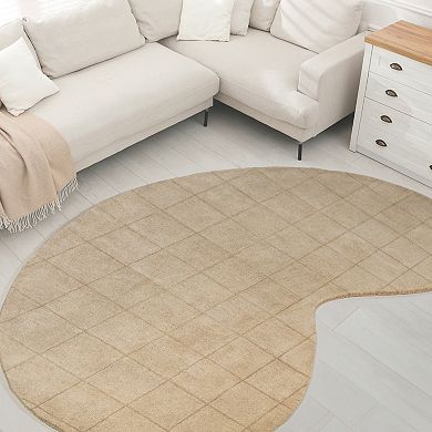 Bean Modern Plaid Grid Handwoven Wool Area Rug
