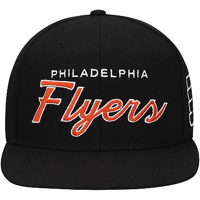 Men's Mitchell & Ness Black Philadelphia Flyers Core Team Script 2.0 Snapback Hat