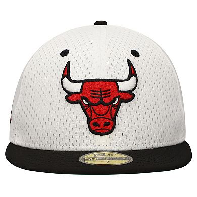 Men's New Era White/Black Chicago Bulls Throwback 2Tone 59FIFTY Fitted Hat