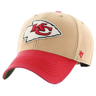 Men's '47 Khaki/Red Kansas City Chiefs Dusted Sedgwick MVP Adjustable Hat