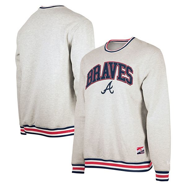 Men's New Era Heather Gray Atlanta Braves Throwback Classic Pullover ...