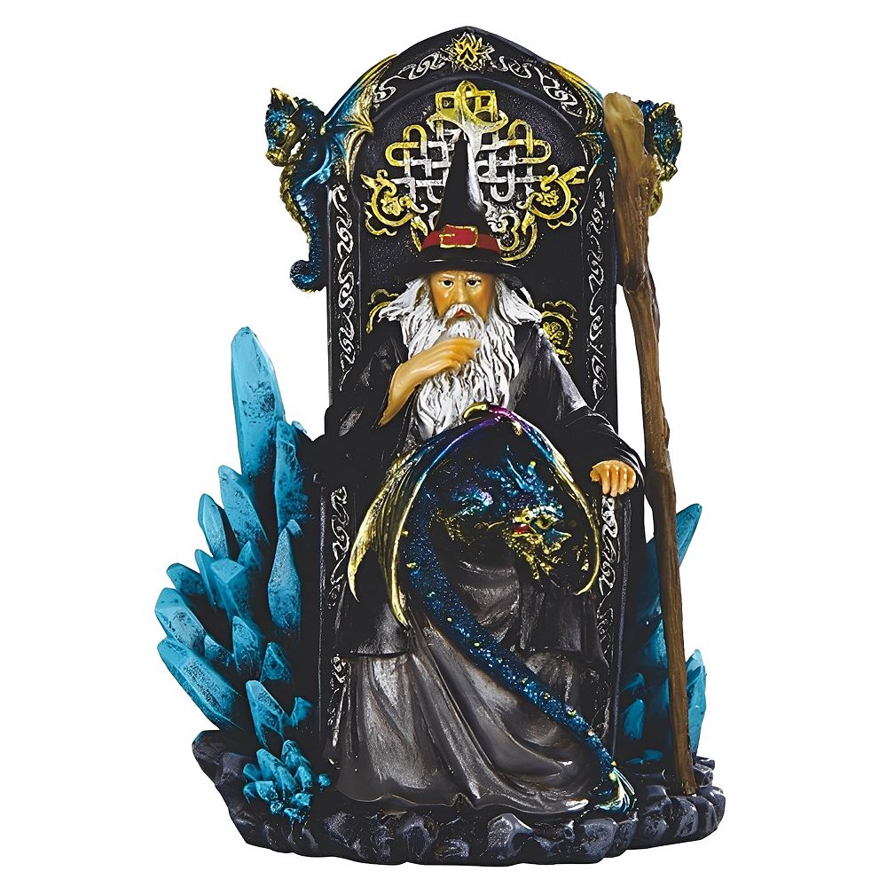 Fc Design 7.5"h Wizard With Blue Dragon In Arm Chair Figurine ...
