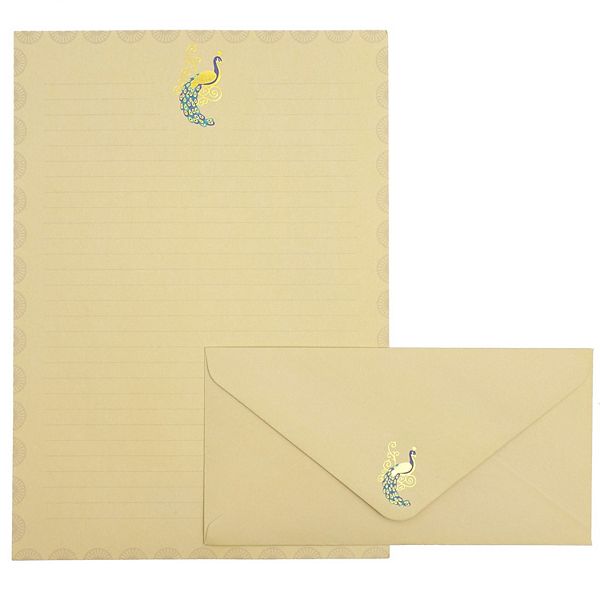 48x Peacock Elegant Stationery Paper Set With Envelopes For Letter Writing