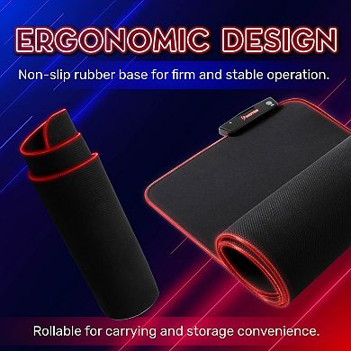 Rgb Mouse Pad Gaming Led Large Soft Cloth 1 Usb Port Mat, Black 31 ...