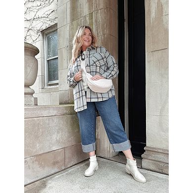 Juniors' Plus Size SO® Plaid Oversized Shacket