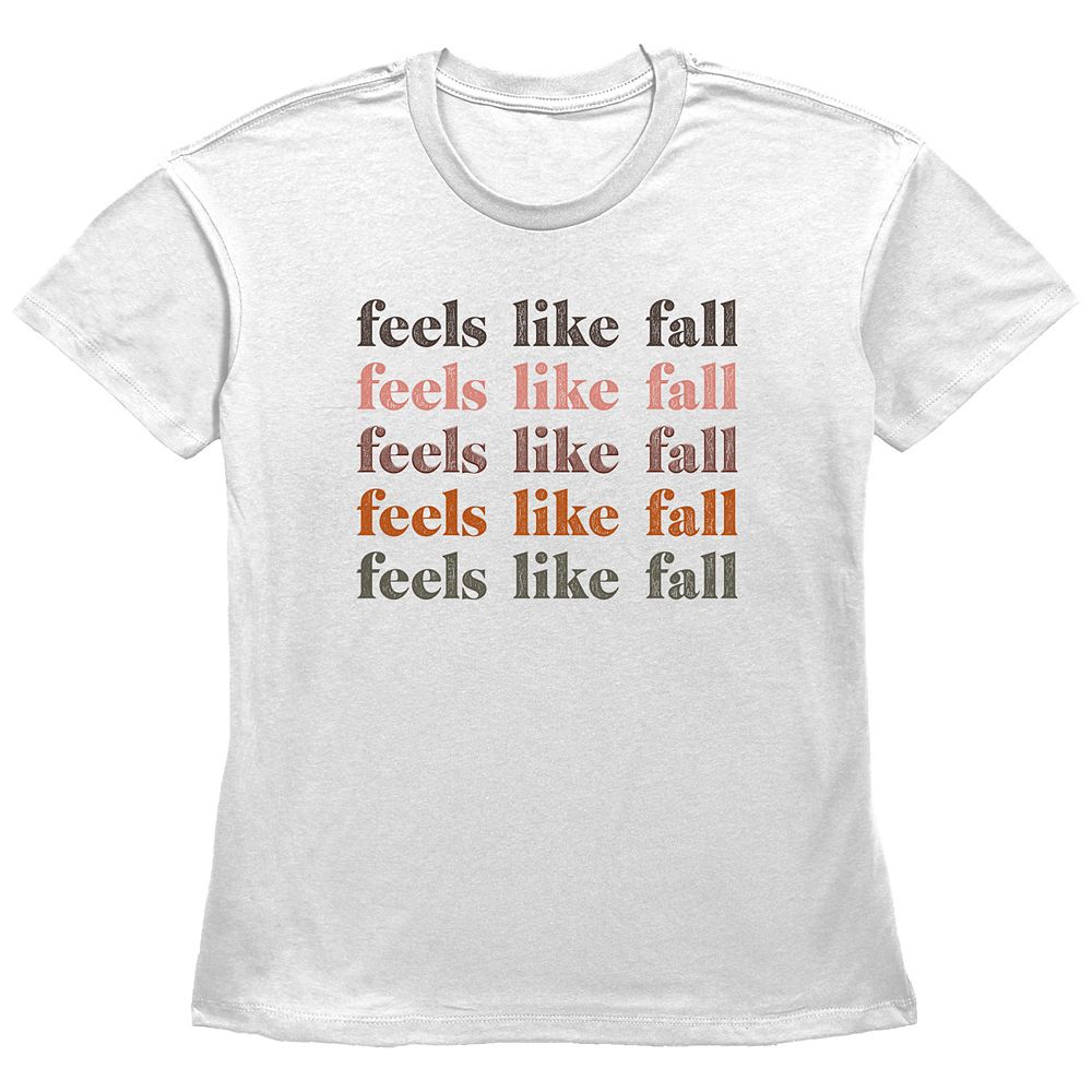 Juniors' Feels Like Fall Stack Text Graphic Tee