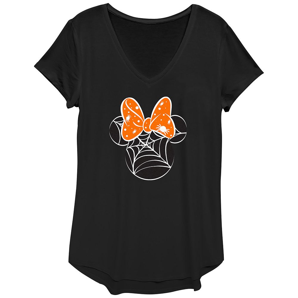 Disney's Minnie Mouse Juniors' Spider Web Head V-Neck Graphic Tee