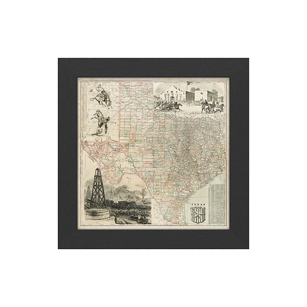 Trademark Fine Art Map Of Texas Framed Wall Art