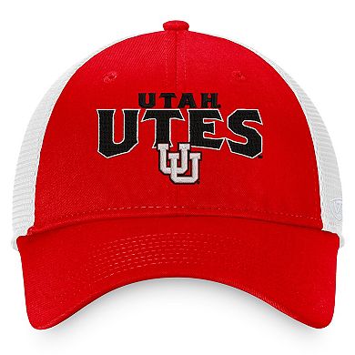 Men's Top of the World Red/White Utah Utes Breakout Trucker Snapback Hat