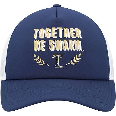 Men's adidas Navy Georgia Tech Yellow Jackets Phrase Foam Front Trucker ...