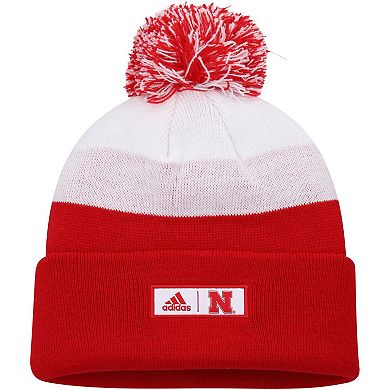 Men's adidas Scarlet/White Nebraska Huskers Colorblock Cuffed Knit Hat ...