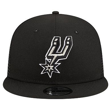 Men's New Era Black San Antonio Spurs Evergreen Meshback 9FIFTY ...