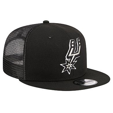 Men's New Era Black San Antonio Spurs Evergreen Meshback 9FIFTY ...