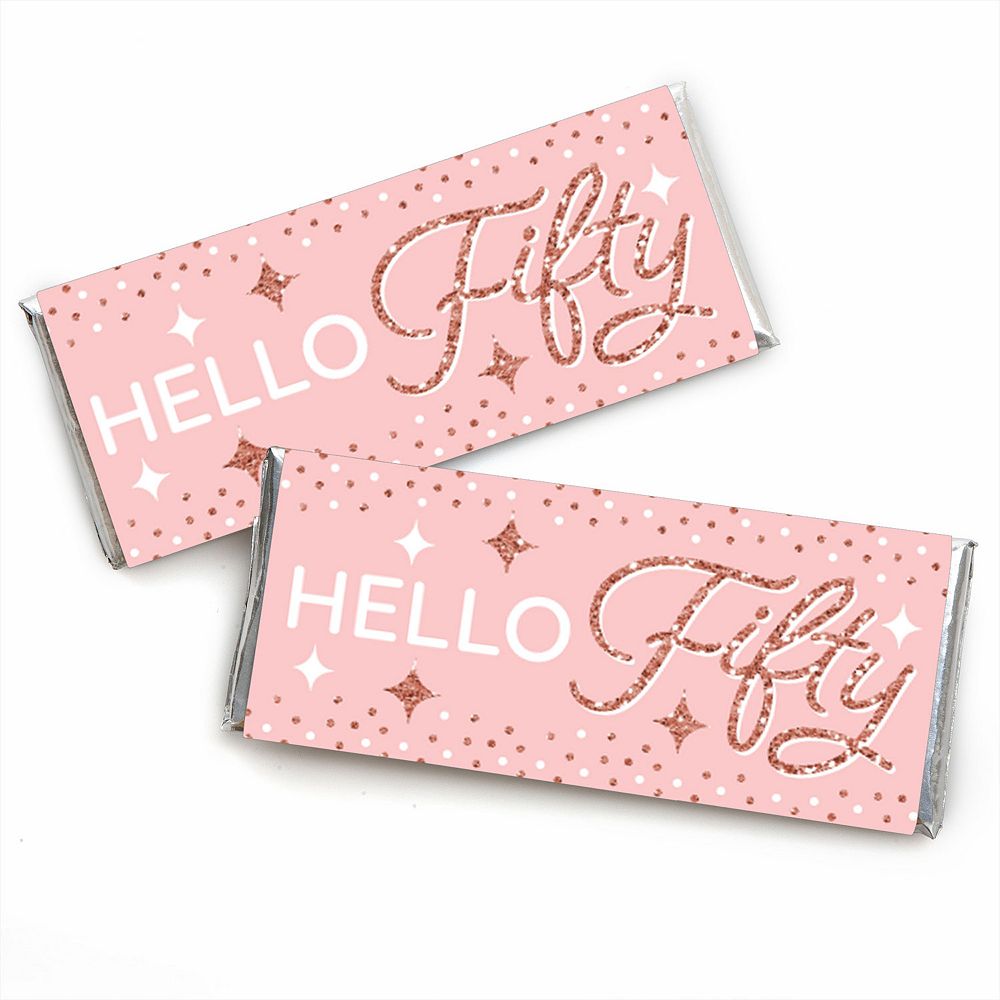 Big Dot Of Happiness 50th Pink Rose Gold Birthday Candy Bar Wrapper ...