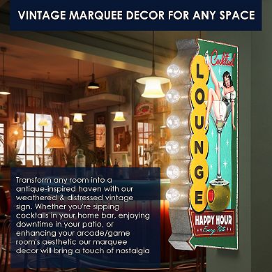 American Art Décor American Retro Cocktail Lounge LED Marquee Wall Sign