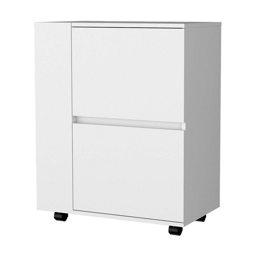 Logan Bar Cart With Two Cabinets And Open Shelves