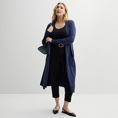 Plus Size Nine West Fine Gauge Duster Cardigan