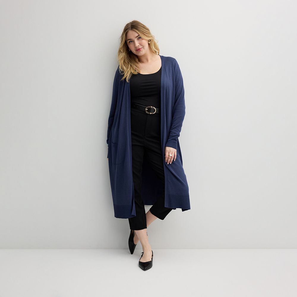 Plus Size Nine West Fine Gauge Duster Cardigan