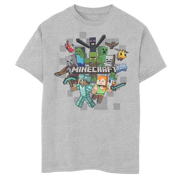 Boys Minecraft Running From Mob Graphic Tee