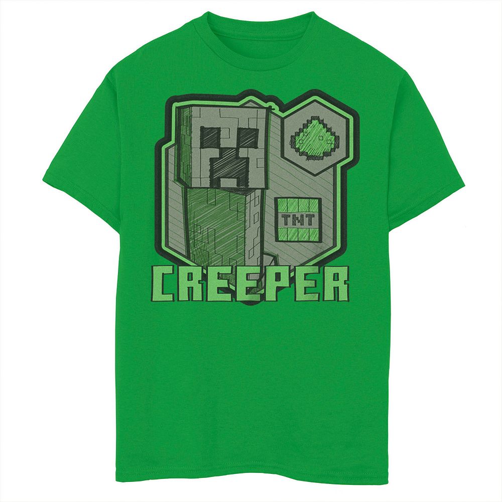 Boys Minecraft Creeper Notebook Sketch Graphic Tee