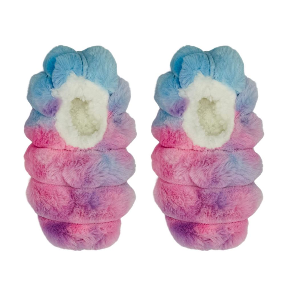 Girls Fuzzy Babba Tie Dye Fuzzy Honeycomb Slipper Socks