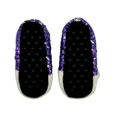 Girls Polar Bear Fuzzy Babba Reverse Sequin Slipper Socks