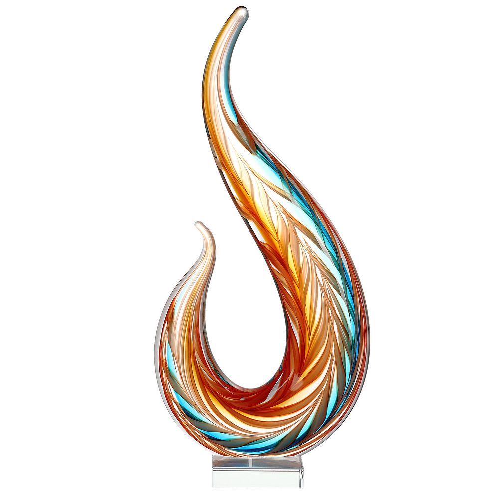 Luxury Lane Hand Blown Flame Sommerso Art Glass Sculpture