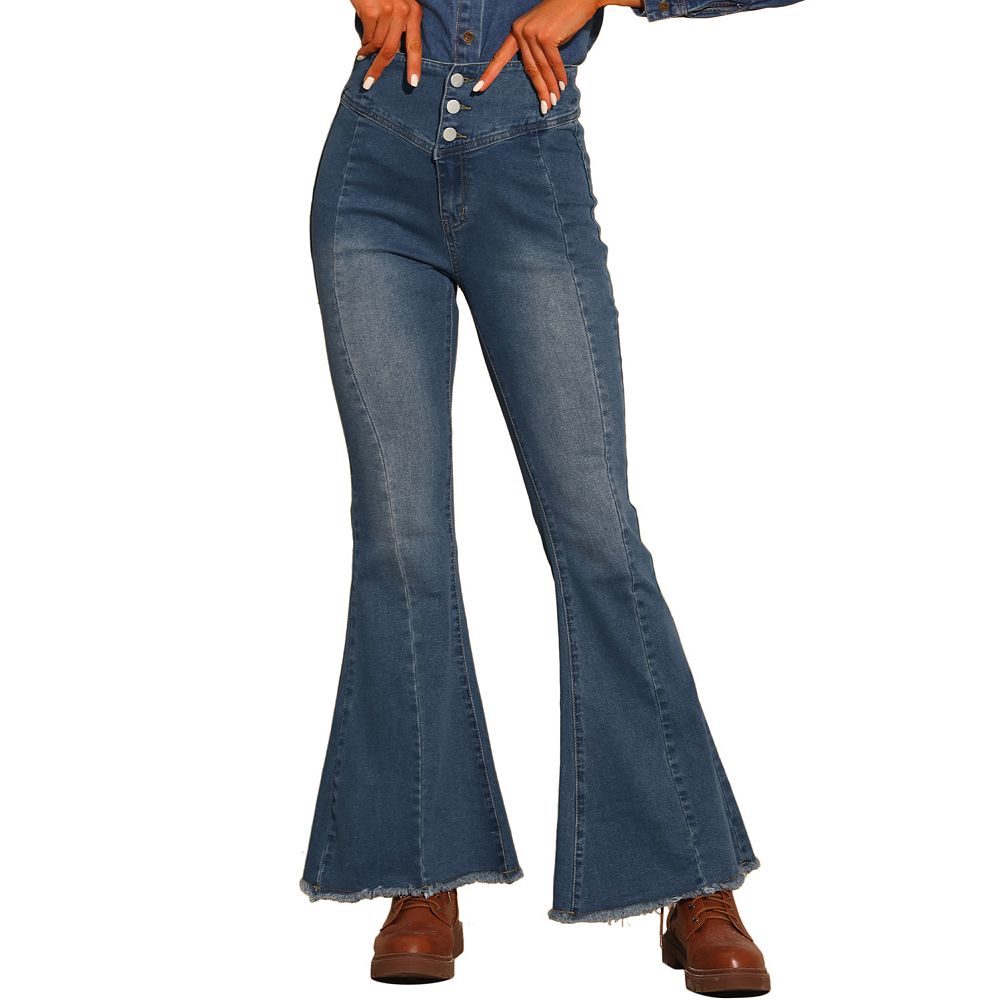 Women's Bell Bottom Jeans High Rised Classic Flared Denim Pants