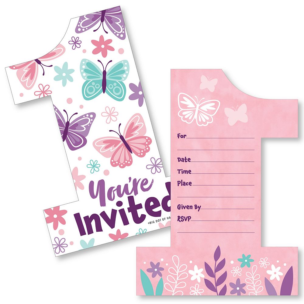 Big Dot Of Happiness 1st Birthday Beautiful Butterfly Shaped Fill-in ...