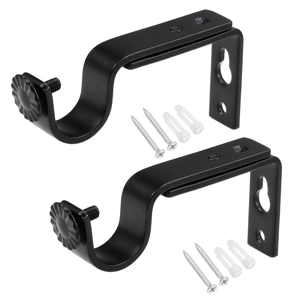 Curtain Rod Bracket Iron Single Holder Support For 22mm Drapery Rod, 2pcs