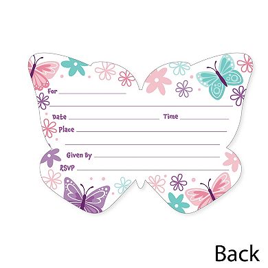 Big Dot Of Happiness Beautiful Butterfly Party - Shaped Fill-in Invites ...
