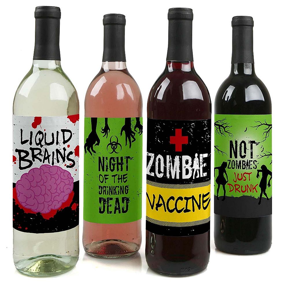 Big Dot Of Happiness Zombie Zone - Zombie Crawl Party Decor - Wine ...