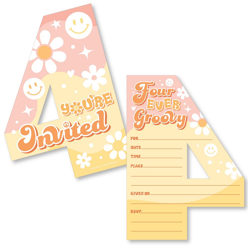Big Dot Of Happiness Four-ever Groovy Shaped Fill-in Invitations Cards ...