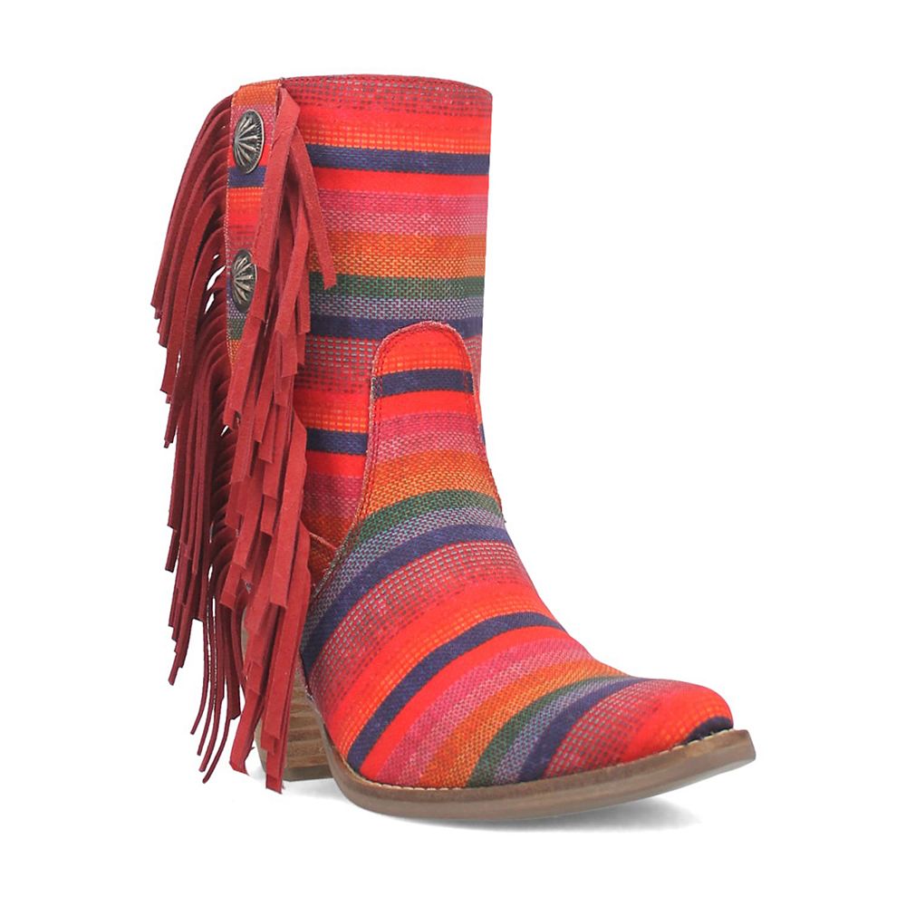 Dingo Women's Chili Pepper Leather Fringe Heeled Boots