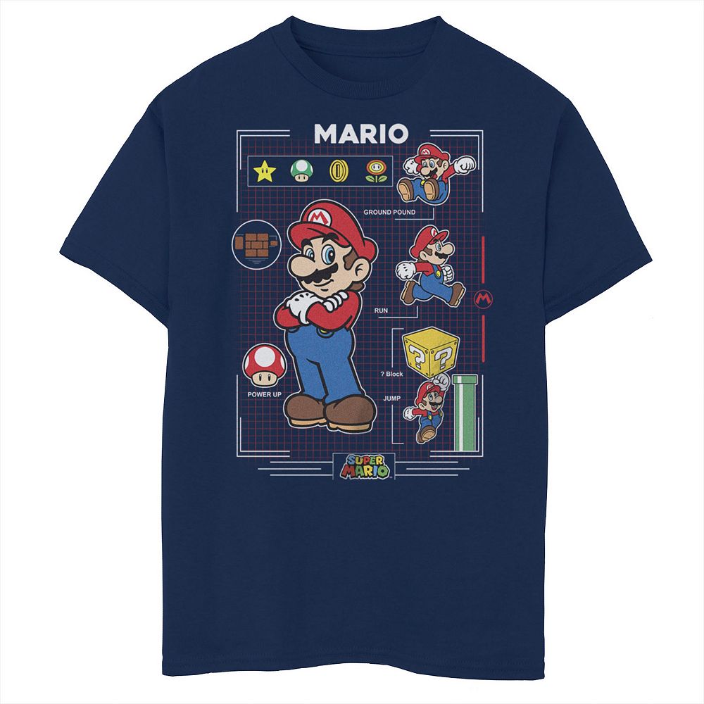 Boys Super Mario Bros Mario Diagram Husky Graphic Tee