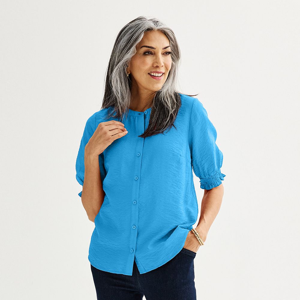 Women's Croft & Barrow® Woven Split Neck Shirt