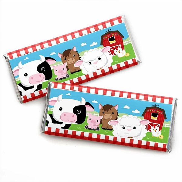 Big Dot Of Happiness Farm Animals Candy Bar Wrappers Baby Shower ...