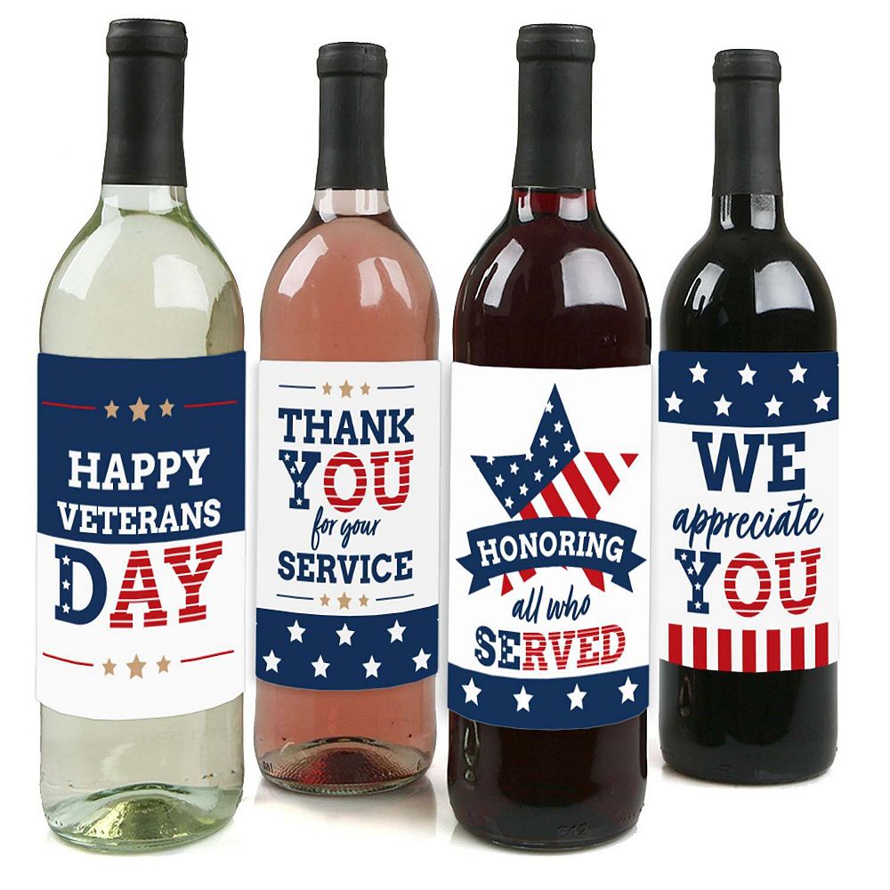 Big Dot Of Happiness Happy Veterans Day - Patriotic Decor - Wine Bottle ...