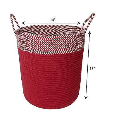 St. Nicholas Square® Braided Red & White Rope Tote