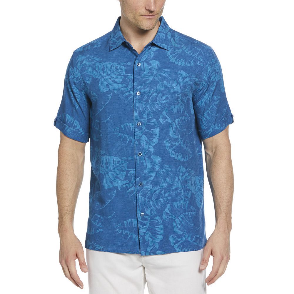 Men's Cubavera Tropical Leaves Short Sleeve Button-Down Shirt