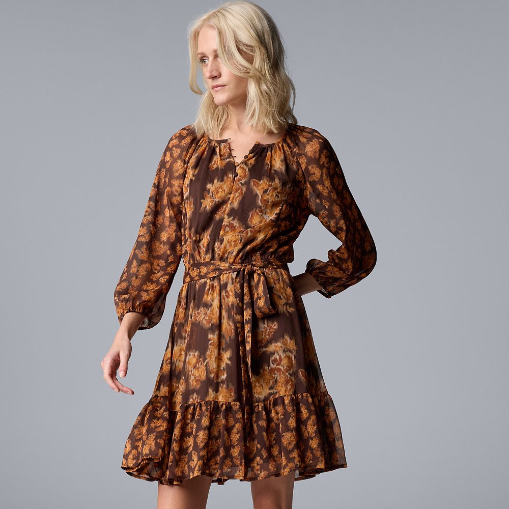 Women's Simply Vera Vera Wang Short Print Mix Dress