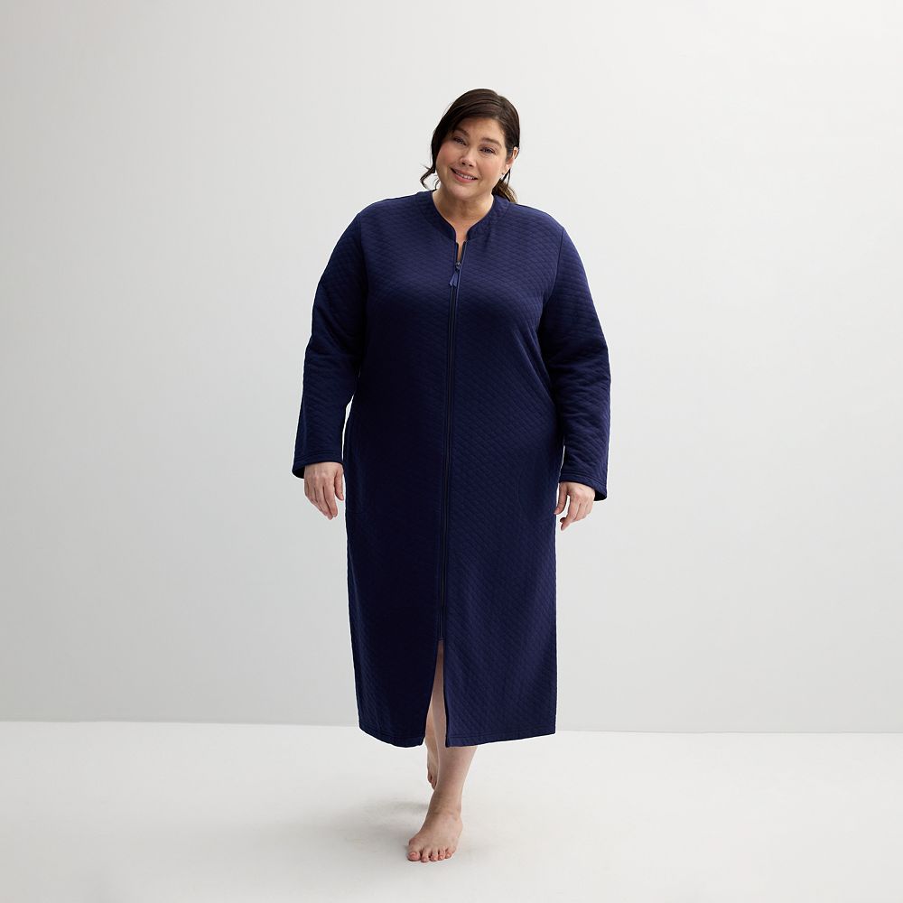 Plus Size Croft & Barrow® Quilted Zip Long Robe