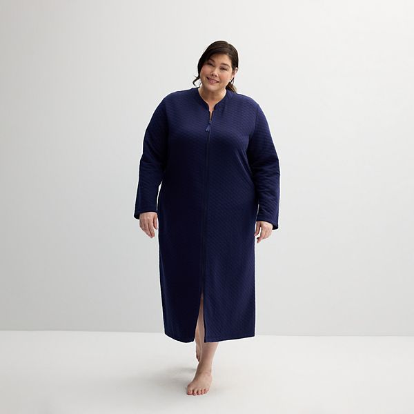 Plus Size Croft & Barrow® Quilted Zip Long Robe
