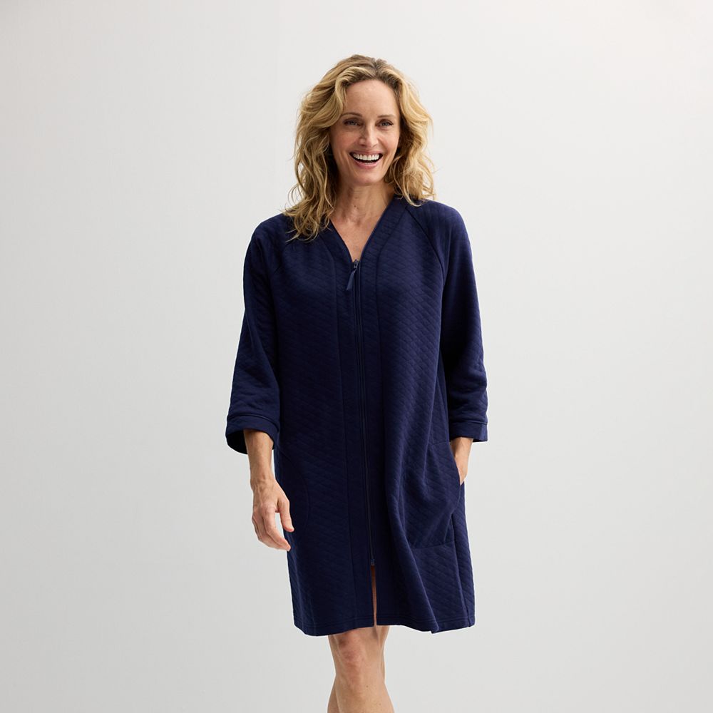 Petite Croft & Barrow® Quilted Zip Short Robe