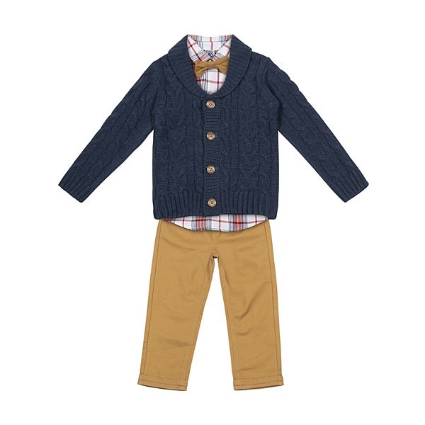 Baby Boy Little Lad 4-pc. Navy Cardigan, Shirt, Pants & Bowtie Set